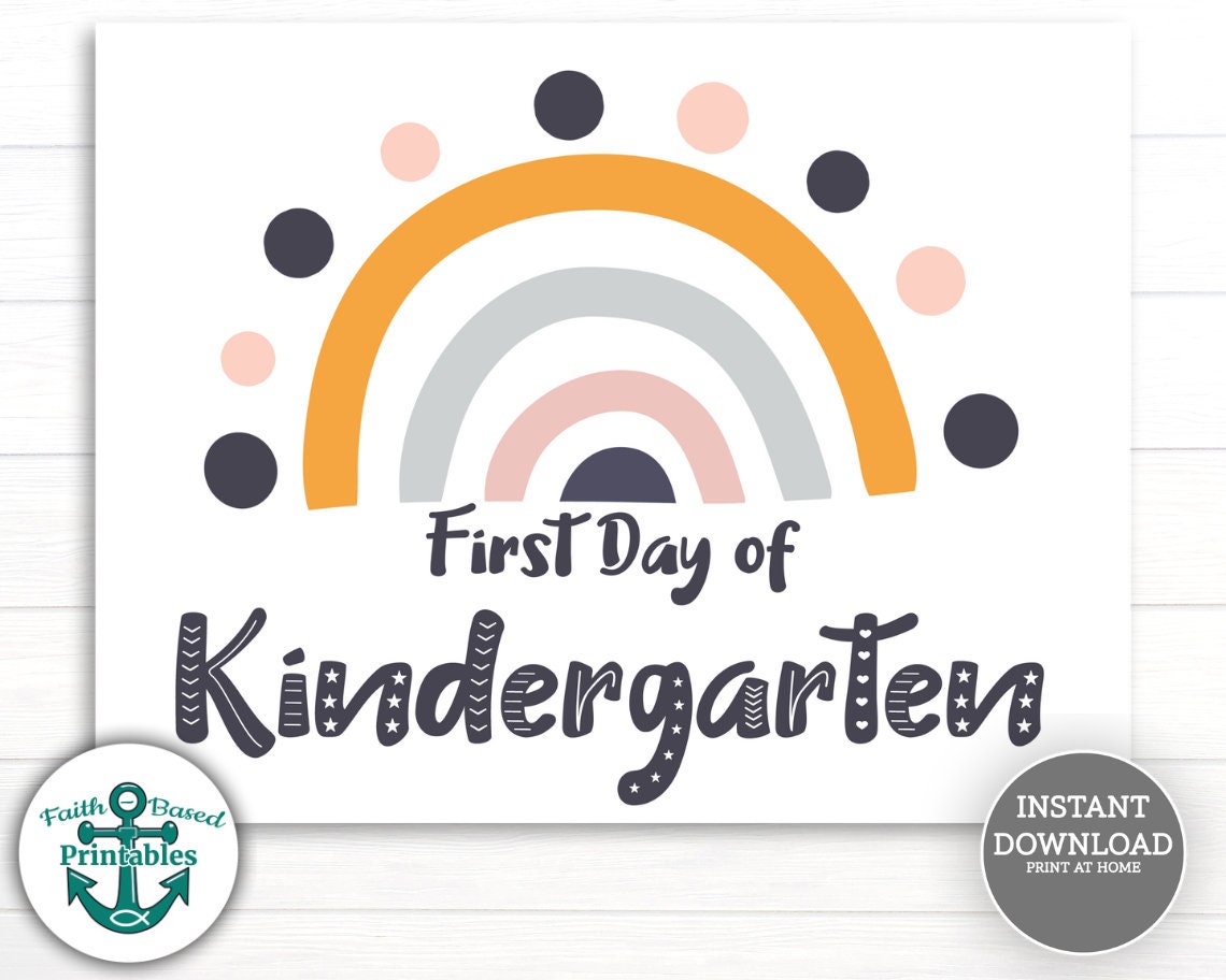 First Day of Kindergarten Sign Printable Back to School Photo - Etsy