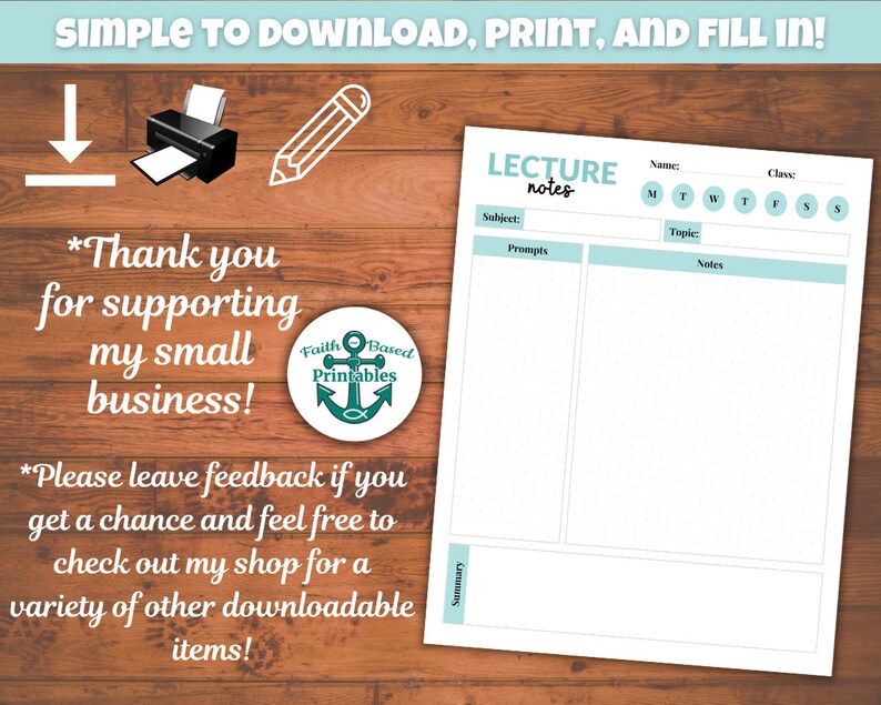 Lecture Notes Printable Lecture Notes Template Lecture Note - Etsy