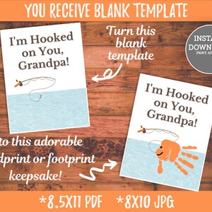 Fish Handprint Craft for Grandpa I'm Hooked on You Father's Day Hand ...