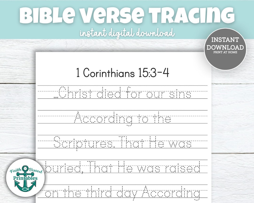 1 Corinthians 15 Scripture Tracing Sheet Bible Memory Verse ...