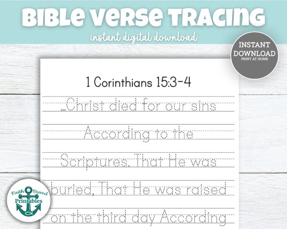 1 Corinthians 15 Scripture Tracing Sheet Bible Memory Verse - Etsy