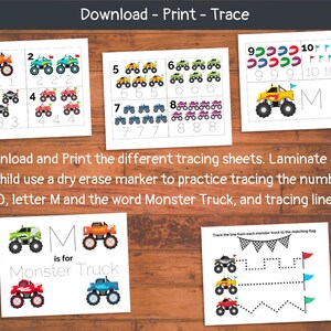 Monster Truck Activity Book Monster Truck Games Preschool Busy Book ...