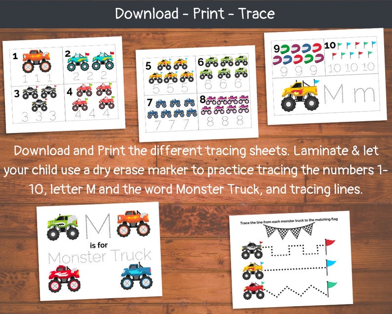 Monster Truck Activity Book Monster Truck Games Preschool Busy | Etsy