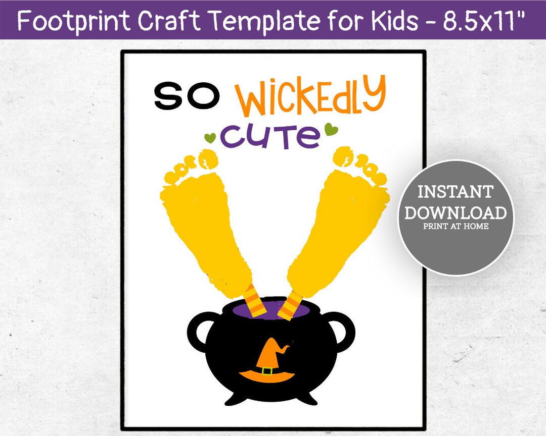 So Wickedly Cute Halloween Witch Footprint Craft, Witch Footprint Art ...