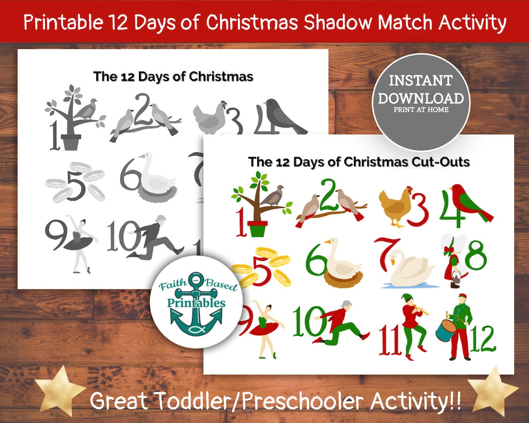12 Days of Christmas Activities, 12 Days of Christmas Printable Shadow ...