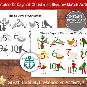 12 Days of Christmas Activities, 12 Days of Christmas Printable Shadow ...