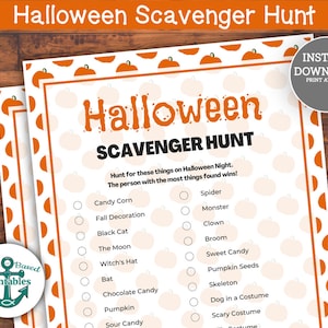 Halloween Scavenger Hunt Game Night Fall Activities for Adults Kids Fun ...