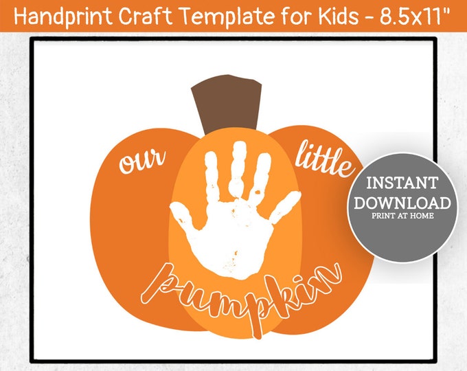 Pumpkin Handprint Craft Printable DIY Autumn Handprint Activity Fall ...