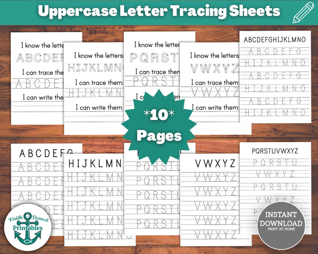 Uppercase Letter Alphabet Tracing Sheet Bundle Capital Letters ...