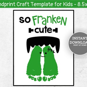 So Franken Cute Printable Halloween Handprint Craft, Frankenstein ...