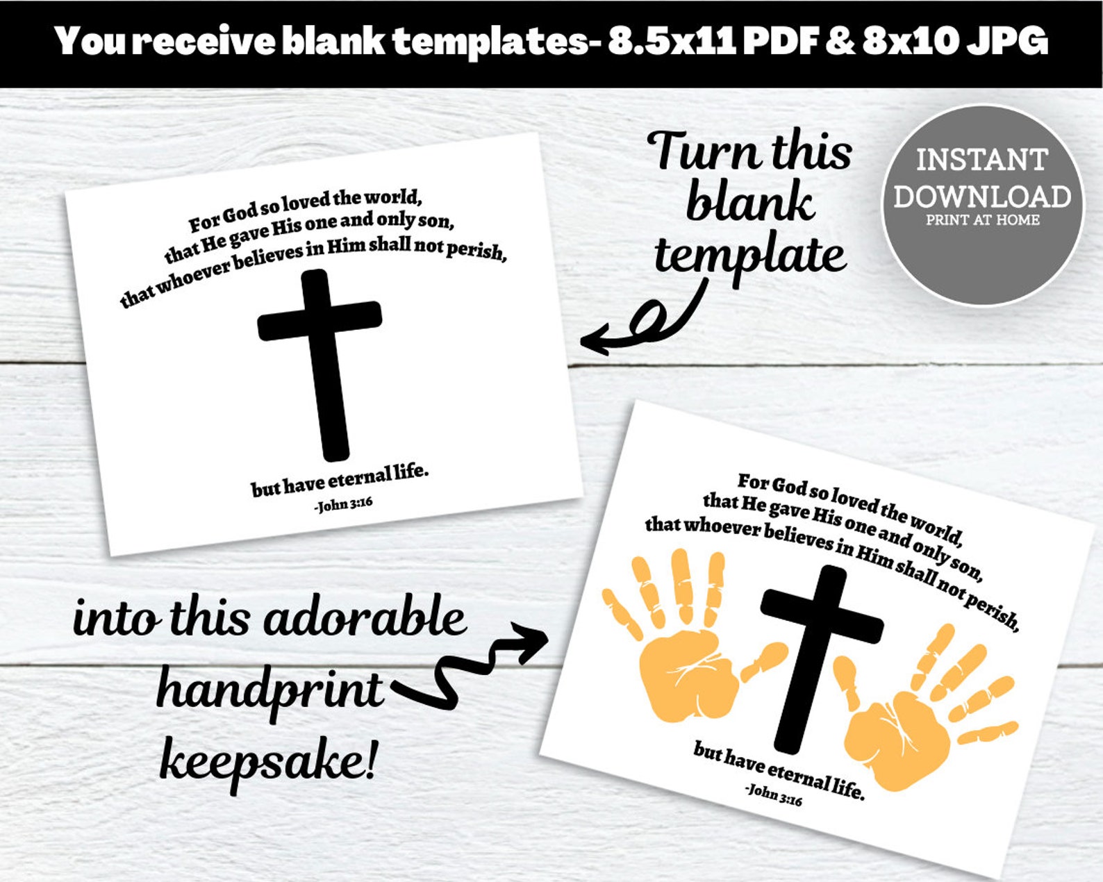 John 3:16 Handprint Craft Printable Hand Print Art Template Christian ...