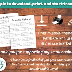 Trace the Alphabet and Number Tracing Sheet Bundle ABC Abcs Letters ...