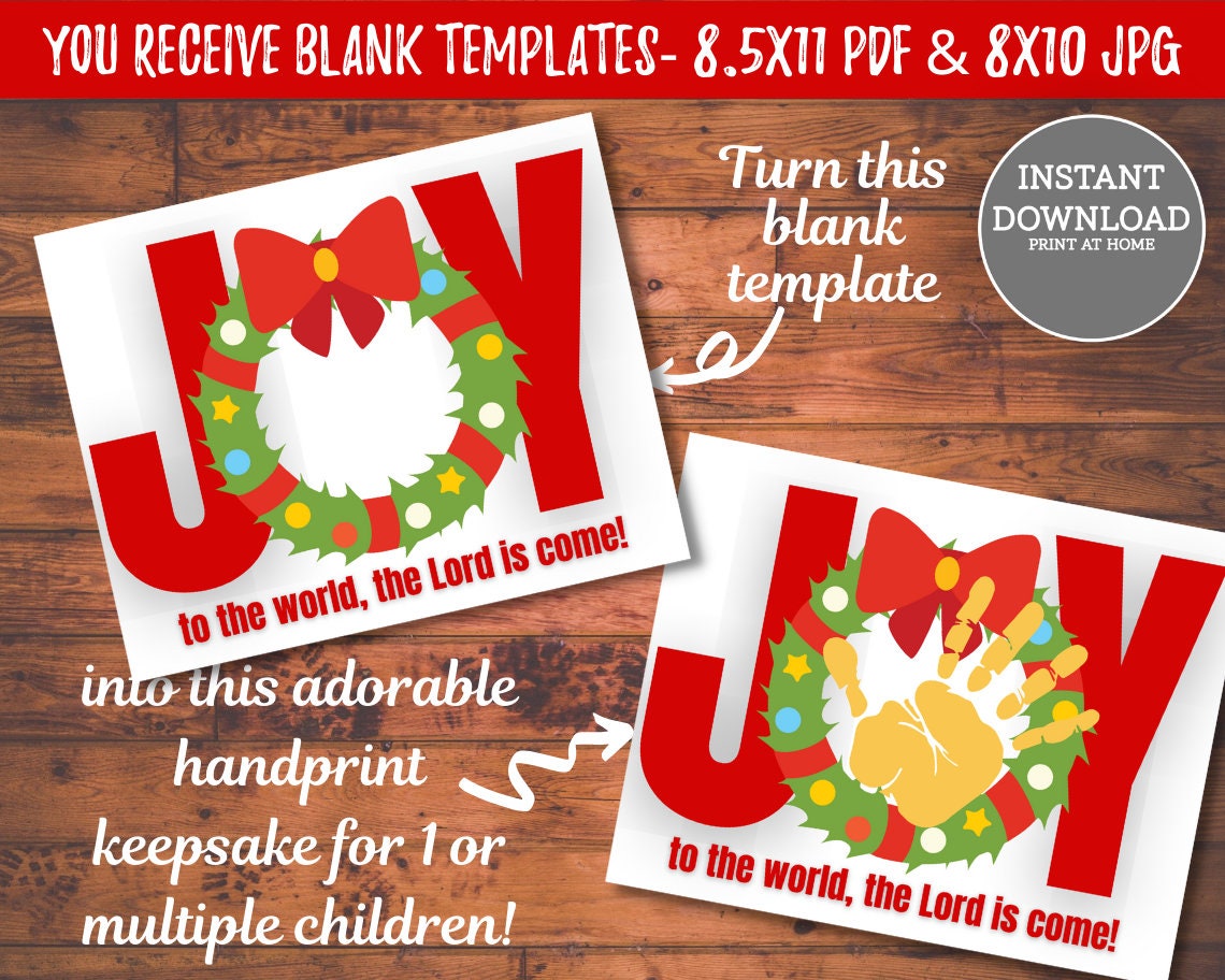Joy Handprint Template Christmas Craft Printable Joy to the - Etsy