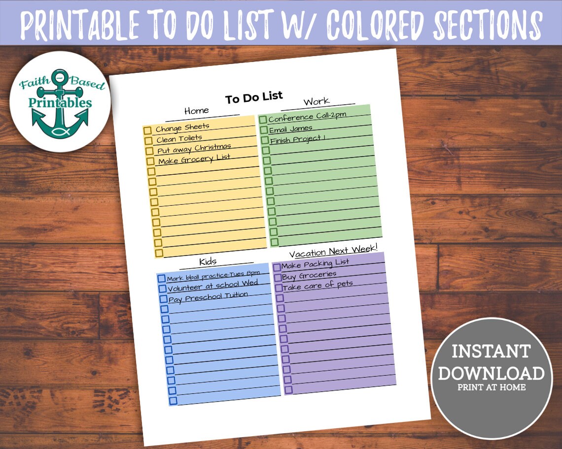 Printable To Do List PDF Simple To Do List Printable Colored | Etsy
