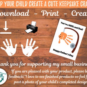 You're a Reel Cool Dad Father's Day Handprint Printable Art for Dad ...