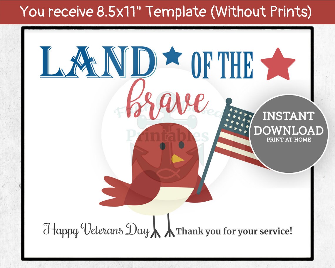 Veterans Day Handprint Card Land of the Brave Handprint - Etsy