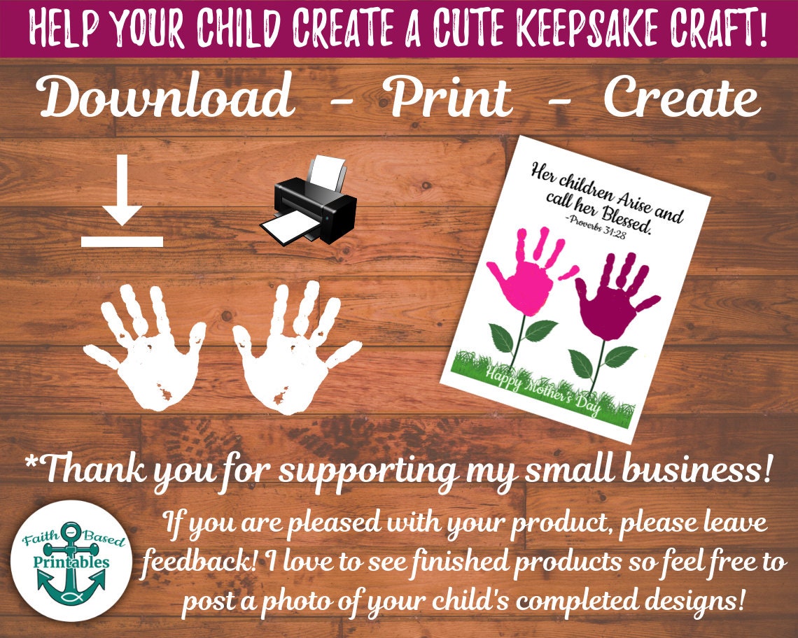 Proverbs 31:28 Flower Handprint Craft Mother's Day Gift - Etsy