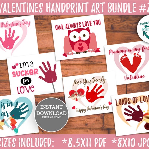 Valentine's Day Handprint Footprint Craft Bundle - Etsy