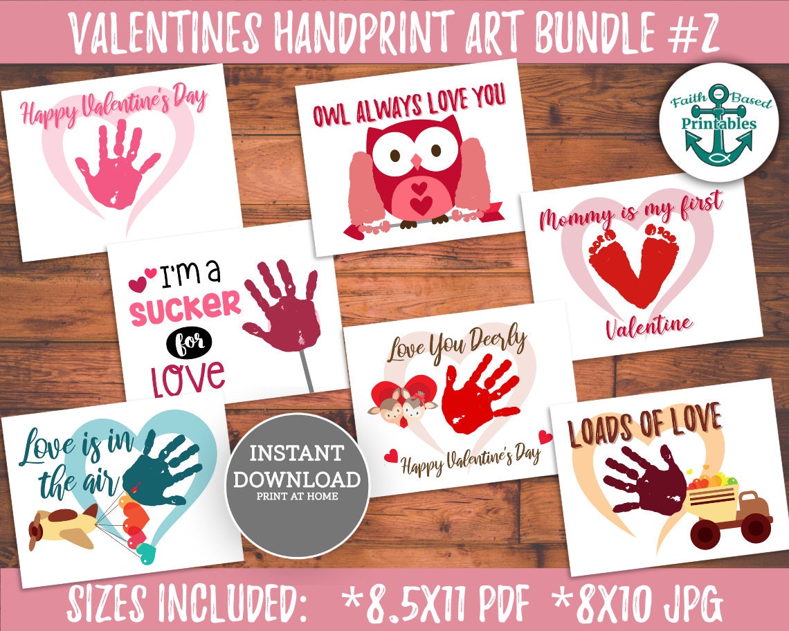 Valentines Handprint Art Bundle 2 Printable Handprint Art | Etsy