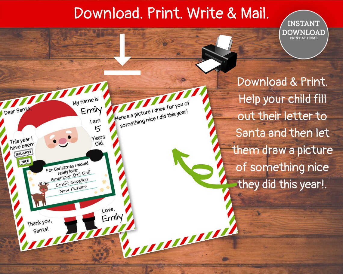 Printable Letter to Santa Christmas List 2021 Dear Santa | Etsy