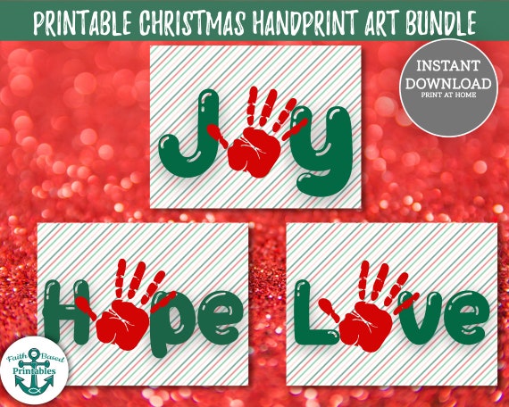 Christmas Hope Love Joy Handprint Craft Bundle Christmas Hand | Etsy