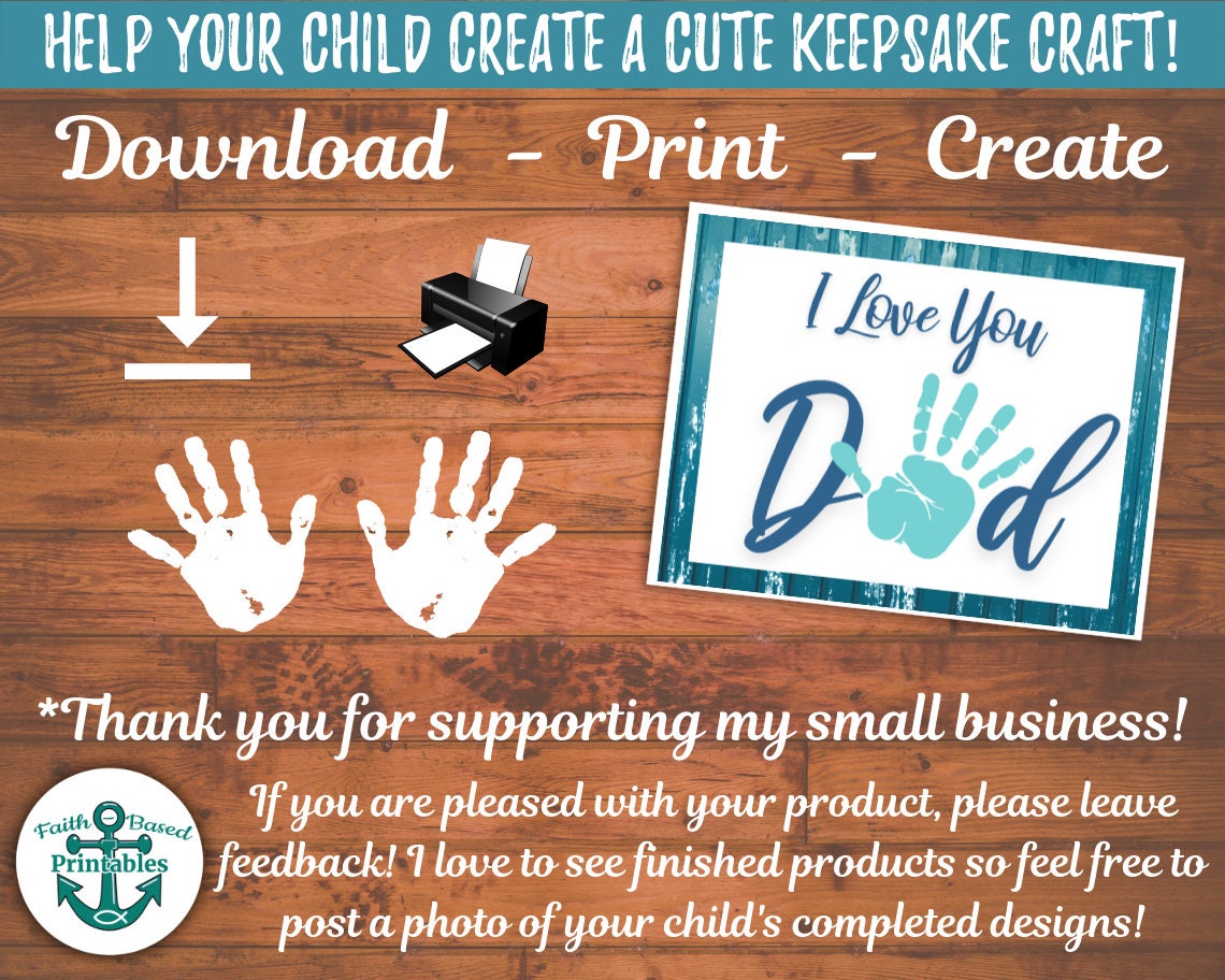 Printable Handprint Gift for Dad I Love You Dad Hand Print - Etsy