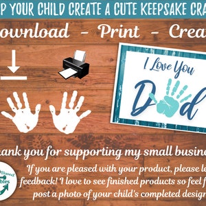 Printable Handprint Gift for Dad I Love You Dad Hand Print Keepsake ...