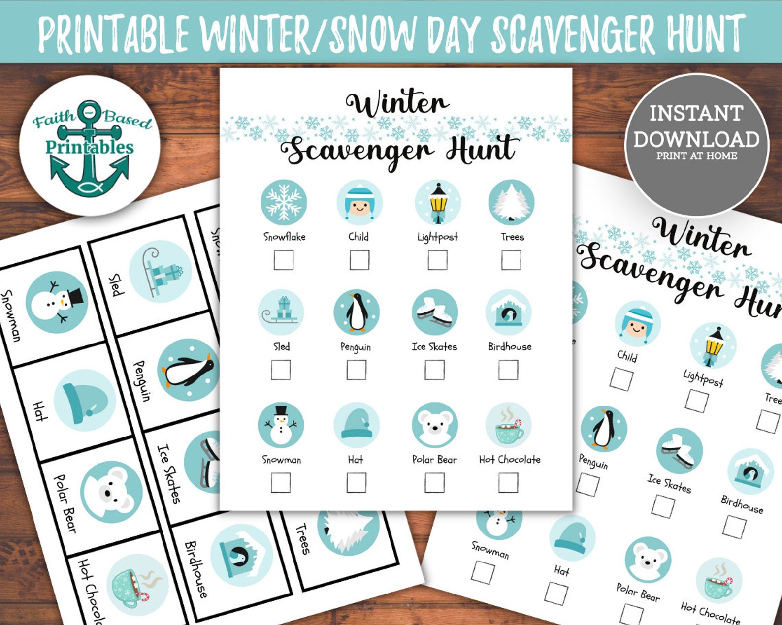 Winter Scavenger Hunt Snow Day Printable for Kids Winter Games - Etsy