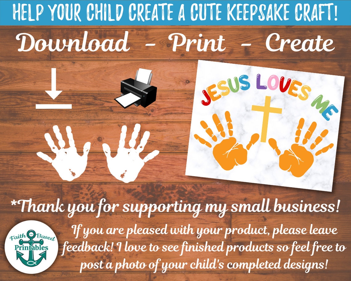 Jesus Loves Me Printable Handprint Craft Christian Homeschool Handprint ...