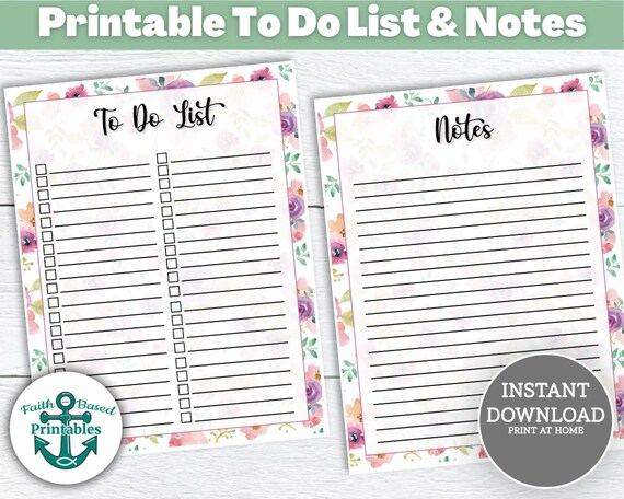 Printable to Do List and Notes Template Shopping Notes Simple - Etsy