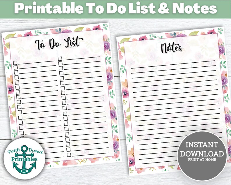 Printable to Do List and Notes Template Shopping Notes Simple - Etsy