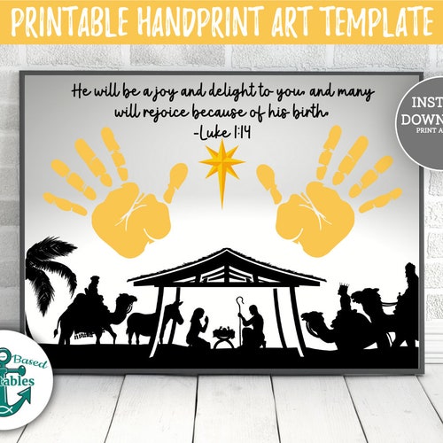 Christmas Nativity Handprint Craft Nativity Scene Happy - Etsy