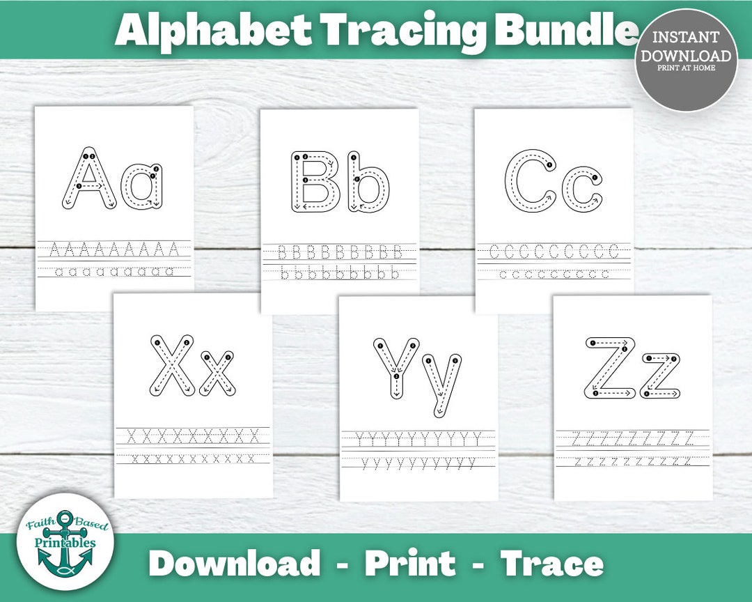 Alphabet Tracing Sheets Printable Bundle ABC Abcs Letter Letters ...