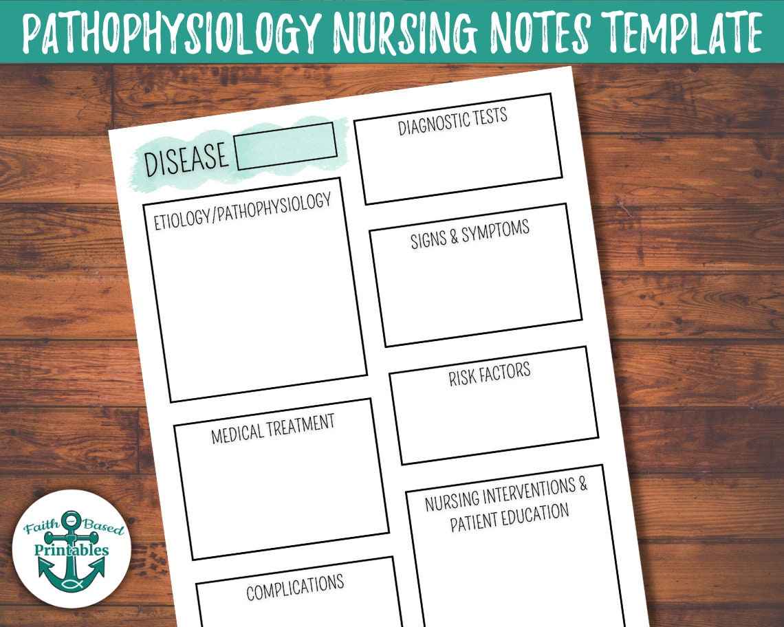Patho Nursing Notes Template Disease Template Pathophysiology - Etsy