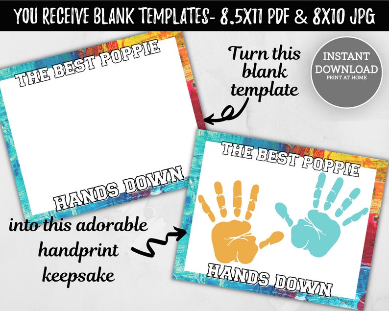 The Best Poppie Hands Down Printable Gift for Pops Handprint - Etsy