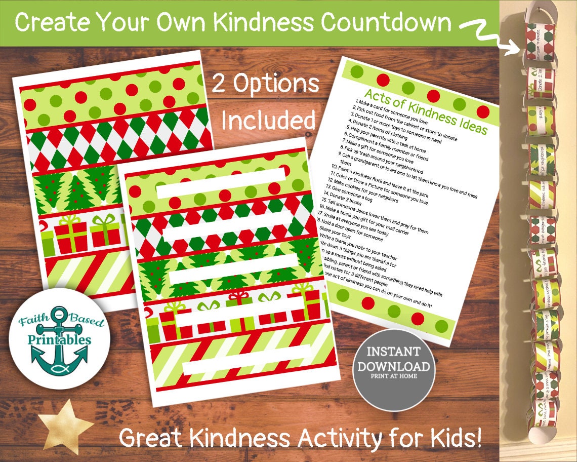 Printable Christmas Kindness Countdown for Kids Printable - Etsy