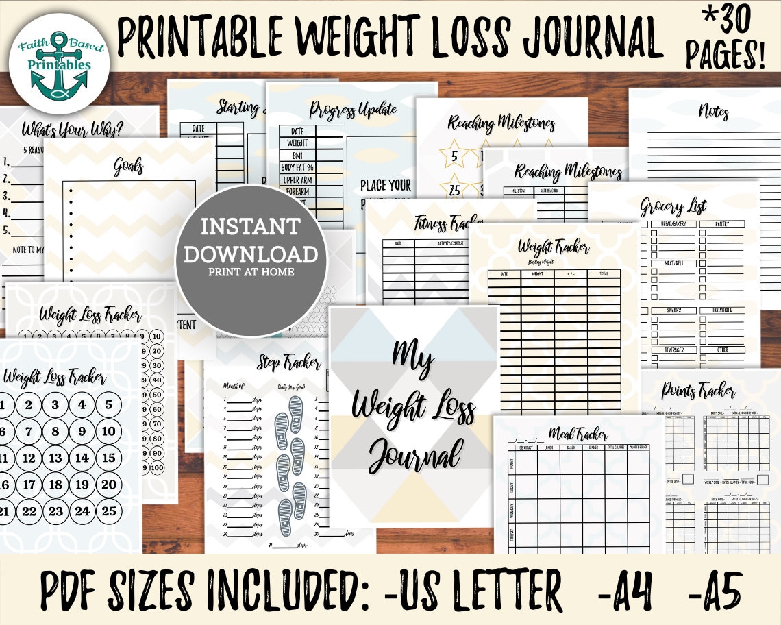 Printable Weight Loss Journal with Meal Planner Template | Etsy