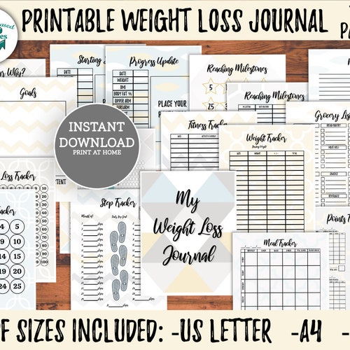 Purple Weight Loss Journal Printable Meal Planner Template PDF - Etsy