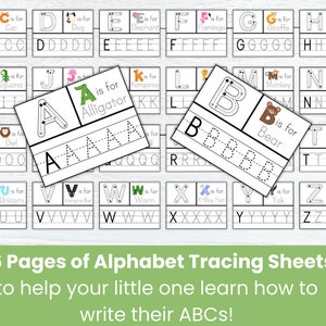 ABC Uppercase Tracing Alphabet Tracing Sheets Printable Bundle Animal ...