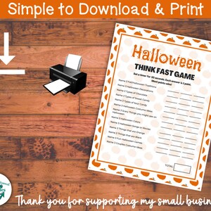 Halloween Think Fast Game Night Fall Activities for Adults Office Fun ...