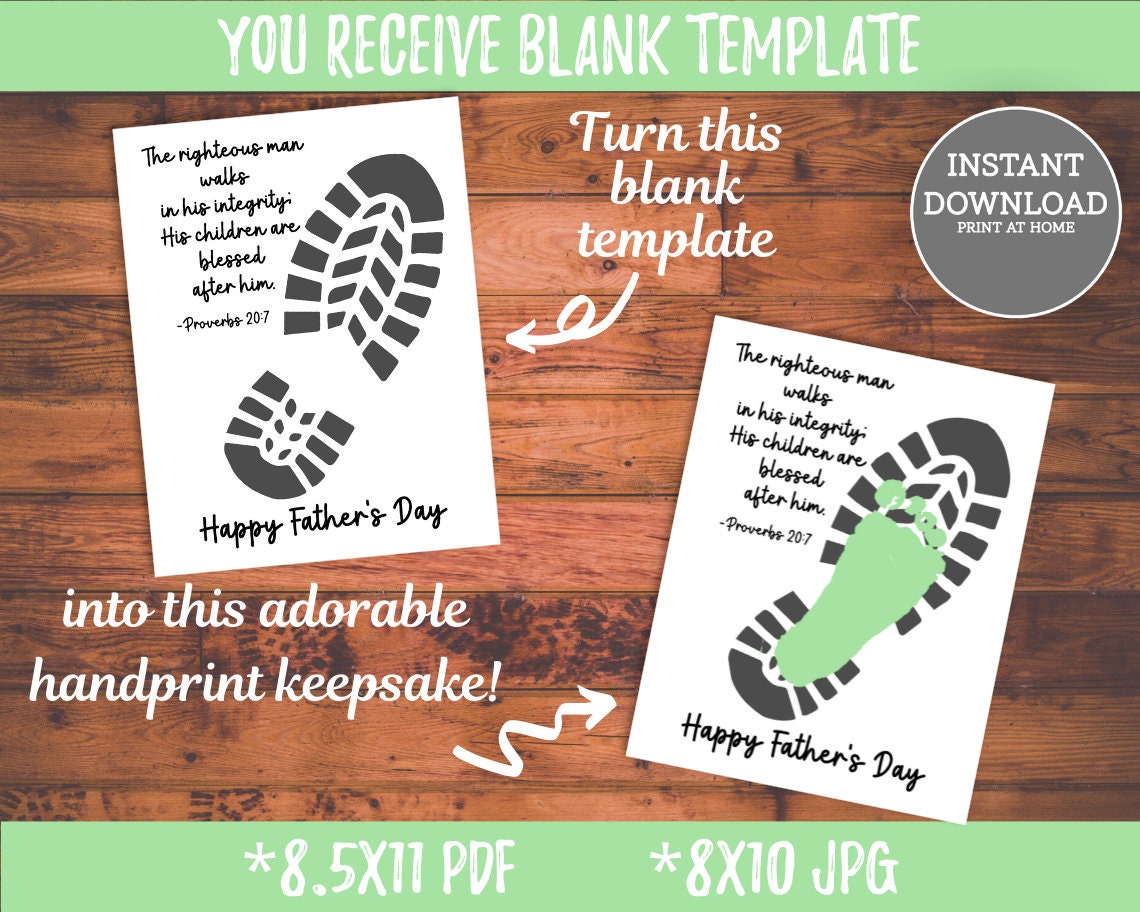 Proverbs 20:7 Printable Fathers Day Footprint Art Righteous Man ...