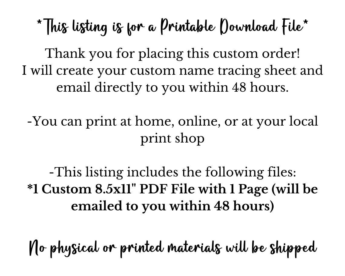 Customized Tracing Sheet Handwriting Practice Personalized Name Address ...