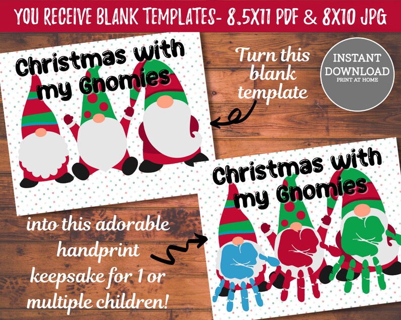 Gnome Christmas Handprint Art Craft Christmas With My Gnomies - Etsy
