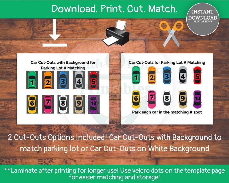 Number Matching Parking Lot Printable: Preschool Learning (digital ...