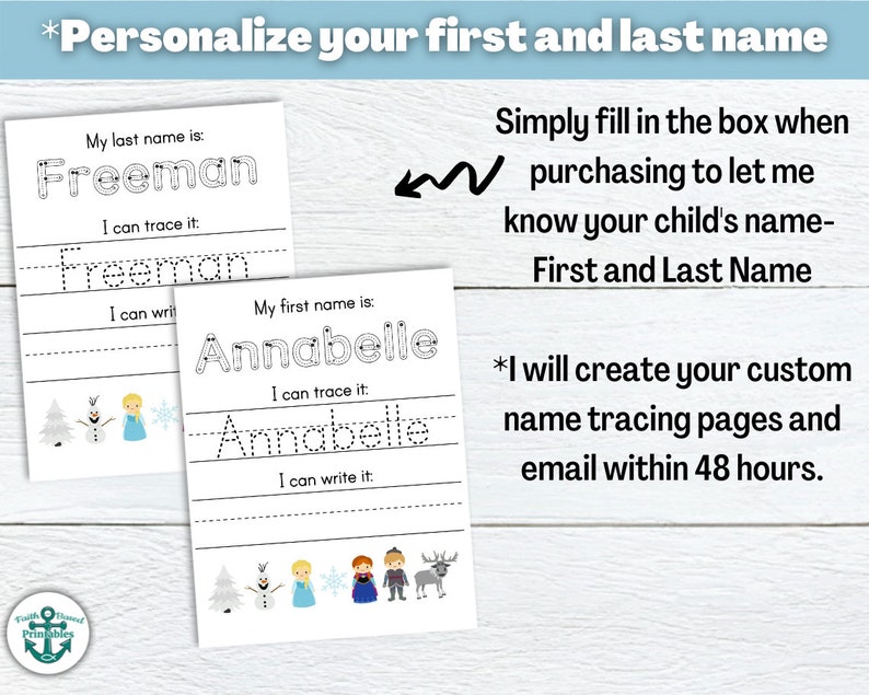 Custom Name Tracing Sheets Handwriting Practice Sheet Ice Princess ...