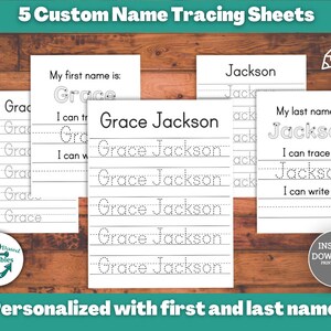 Custom Name Tracing Sheet Bundle Printable Handwriting - Etsy