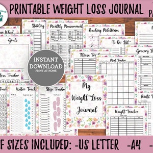 Printable Purple Flower Weight Loss Journal | Fitness Tracker | Health ...