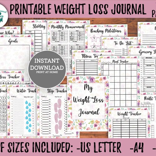 Printable Rainbow Watercolor Weight-loss Journal Weight Loss - Etsy