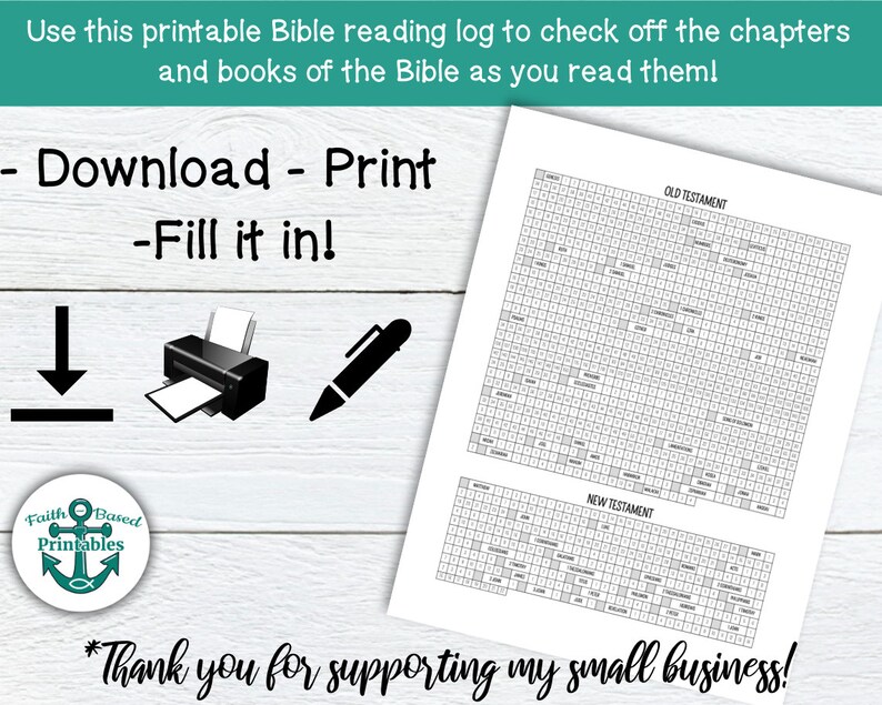 Bible Reading Log Printable Bible Reading Tracker Plan Old New - Etsy