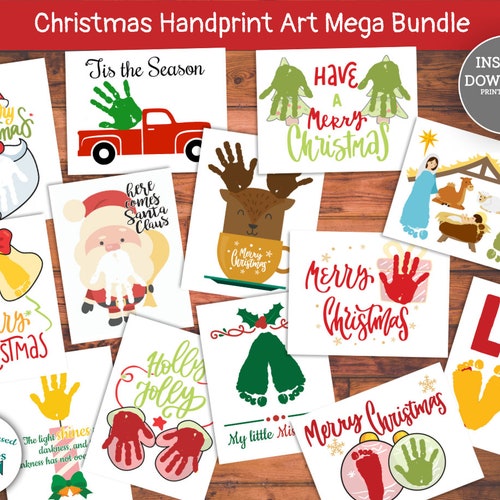Christmas Handprint Art Bundle Christmas Handprint Cards | Etsy